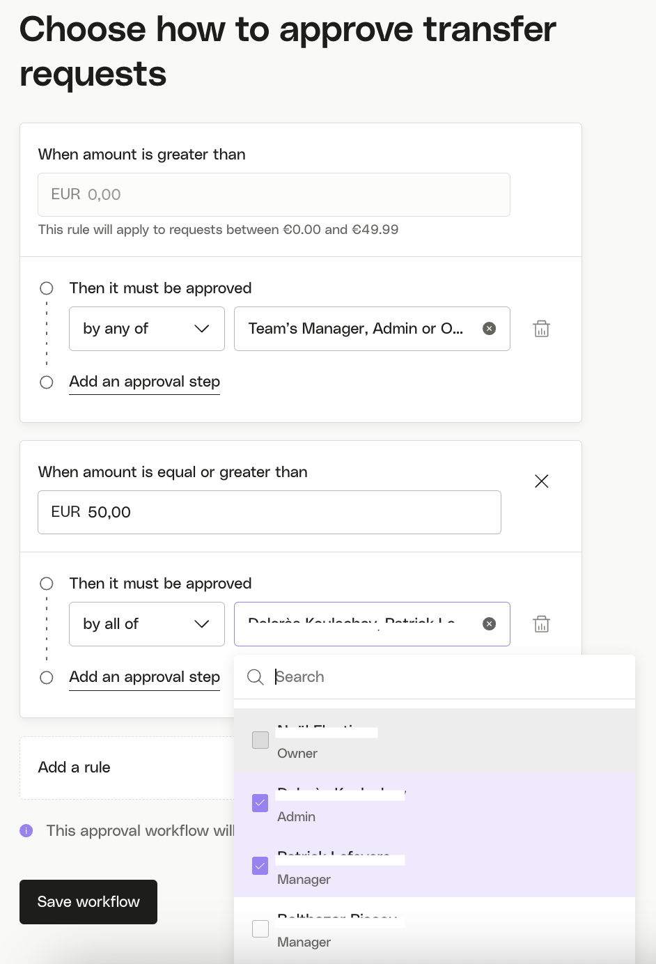 How to customize workflow approval for transfer and reimbursement ...